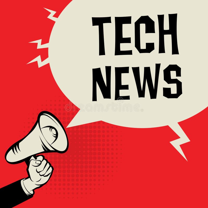 Megaphone Hand, Business Concept with Text Tech News Stock Vector ...