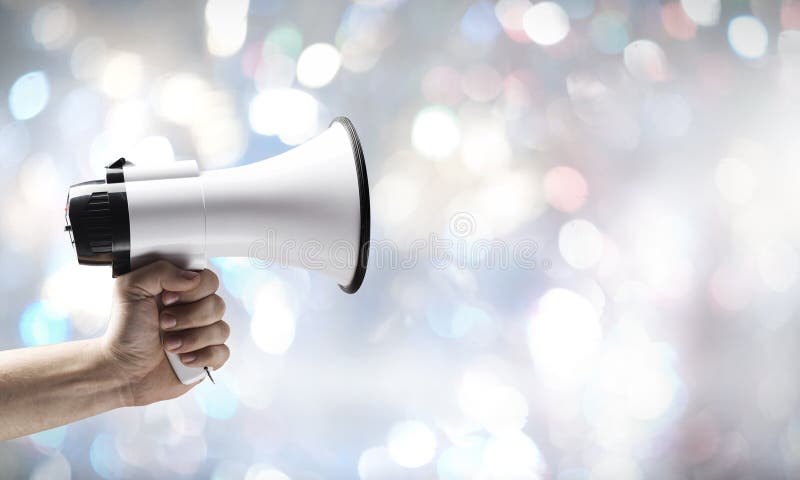 Megaphone in hand stock photo. Image of speech, scream - 48083582