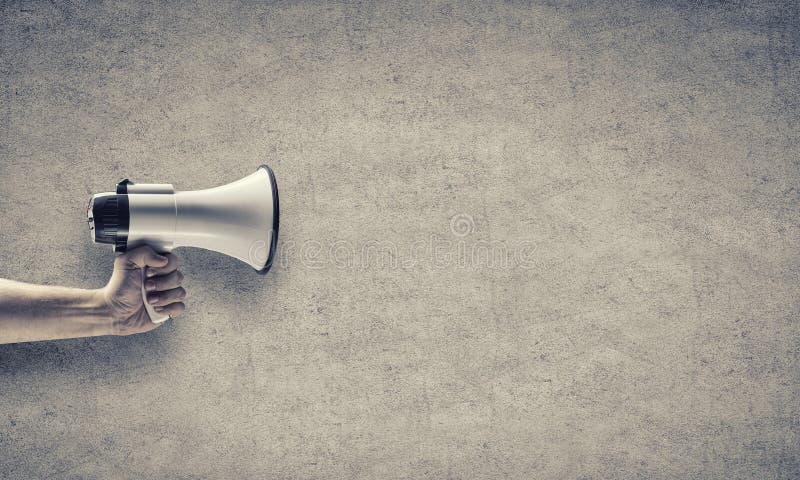 Megaphone in hand stock image. Image of communication - 48237967
