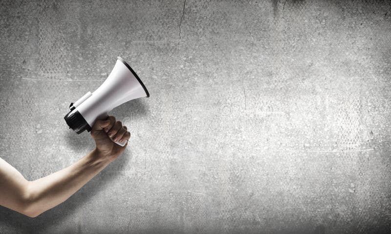 Megaphone in hand stock photo. Image of shouting, speech - 51765196