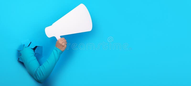 Megaphone in Hand Panoramic Stock Photo - Image of inform, portable ...