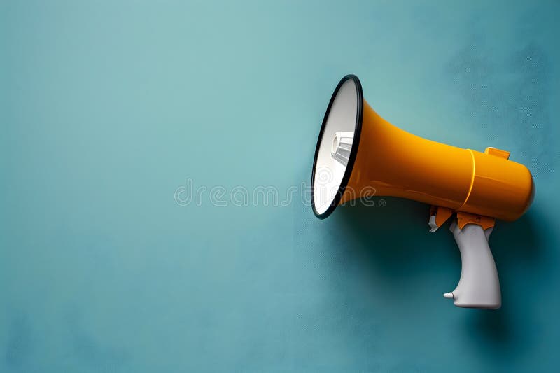 Megaphone or Hand Speaker Isolated on Blue Background with Copy Space ...
