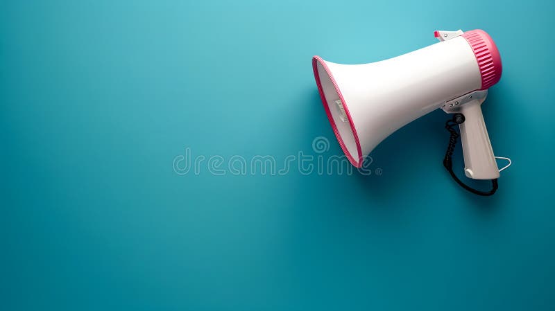 Megaphone or Hand Speaker Isolated on Blue Background with Copy Space ...