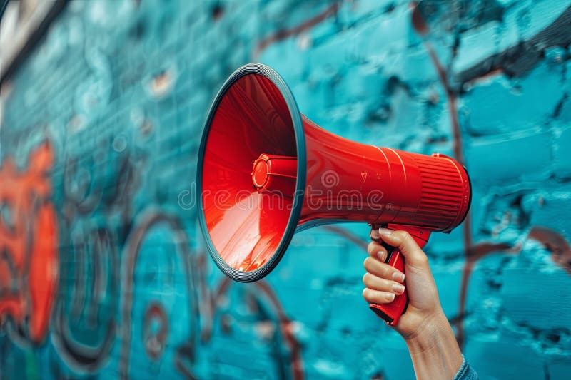 Megaphone Held by Hand for Clear Announcement and Bold Presentation ...