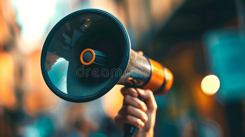 A Megaphone in a Human Hand Stock Photo - Image of loud, sound: 317172166