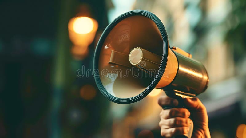 A Megaphone in a Human Hand Stock Image - Image of megaphone, speaker ...