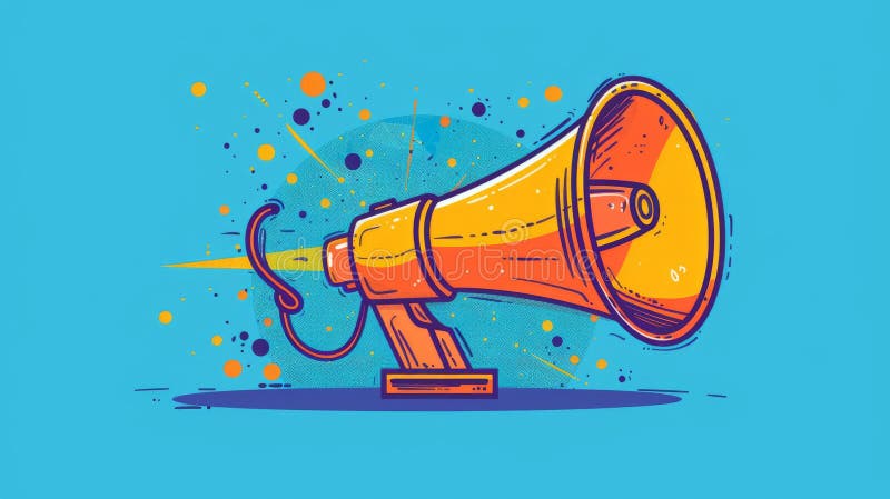 Megaphone Icon Illustration with Colorful Background and Dynamic ...