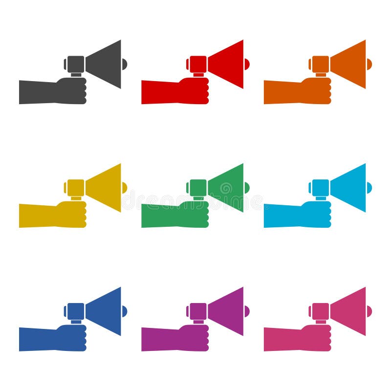 Megaphone Icon or Logo, Color Set Stock Vector - Illustration of line ...