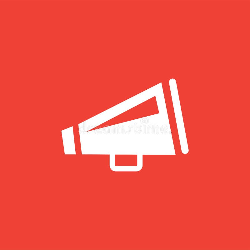 Megaphone Icon on Red Background. Red Flat Style Vector Illustration ...