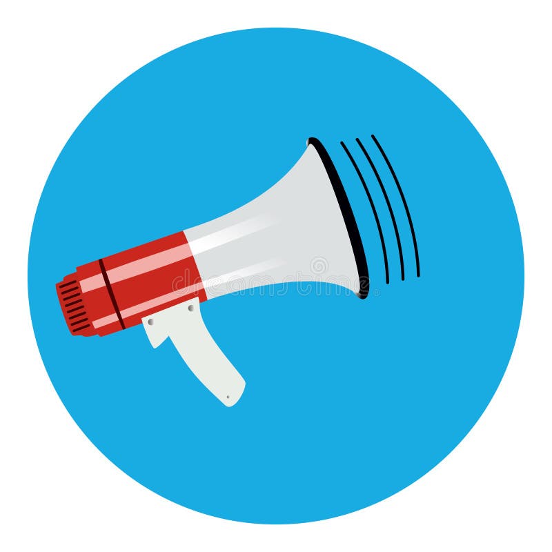 Megaphone Icon with Sound Effects in Flat Style Stock Illustration ...