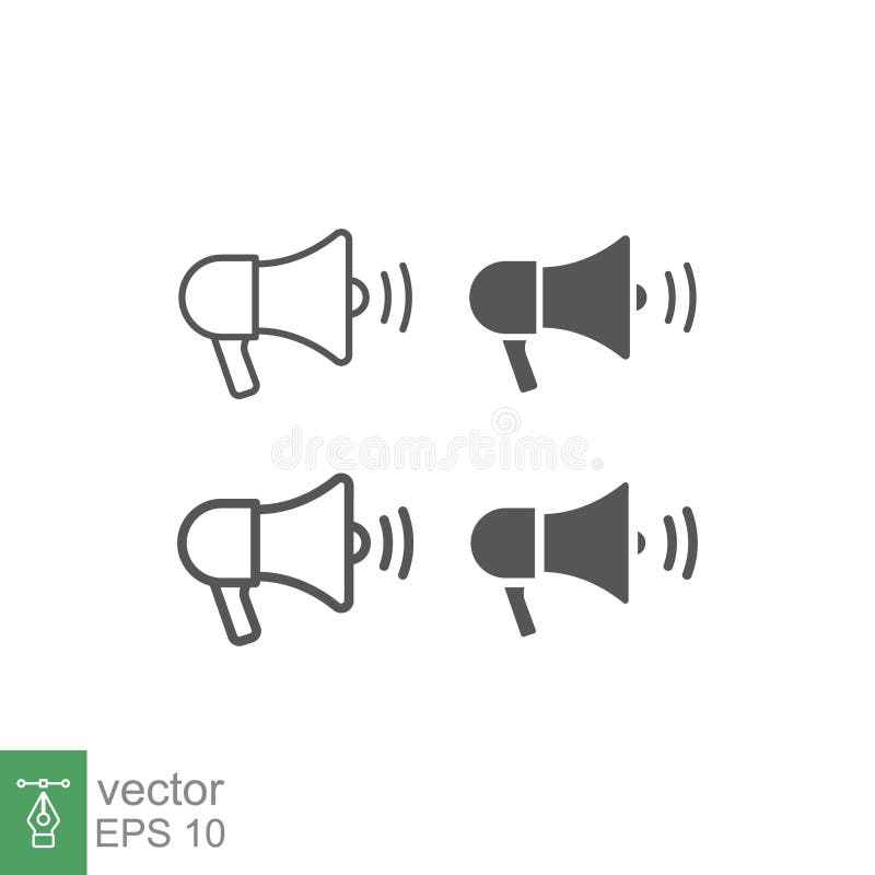 Megaphone Icon, Speaker. Line and Solid Style Stock Vector ...