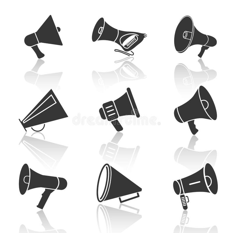 Megaphone Icons Set,shadow,vector Illustrations Stock Vector ...