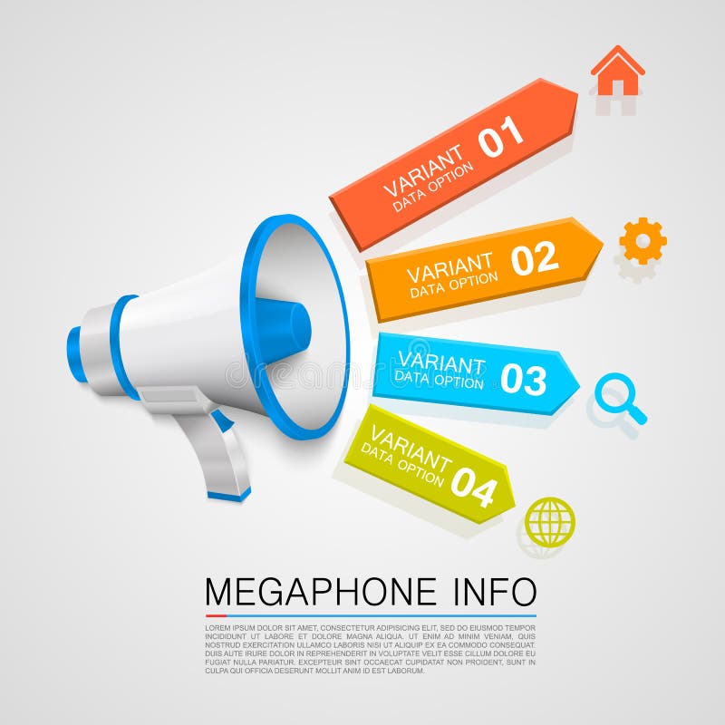 Megaphone info stock vector. Illustration of loudspeaker - 49800591
