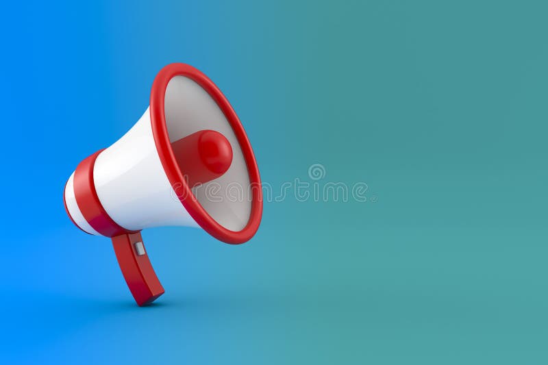 Megaphone Isolated on Light Blue Background: 3D Rendering. Stock ...