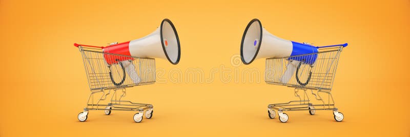 Megaphone Isolated, Shopping Offer Concept. 3d Rendering Stock ...