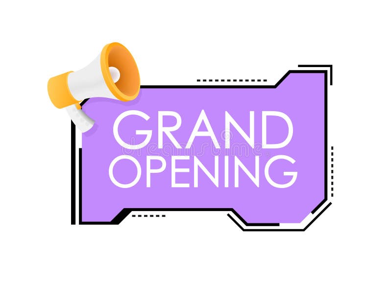Megaphone Label with Grand Opening. Megaphone Banner. Web Design Stock ...