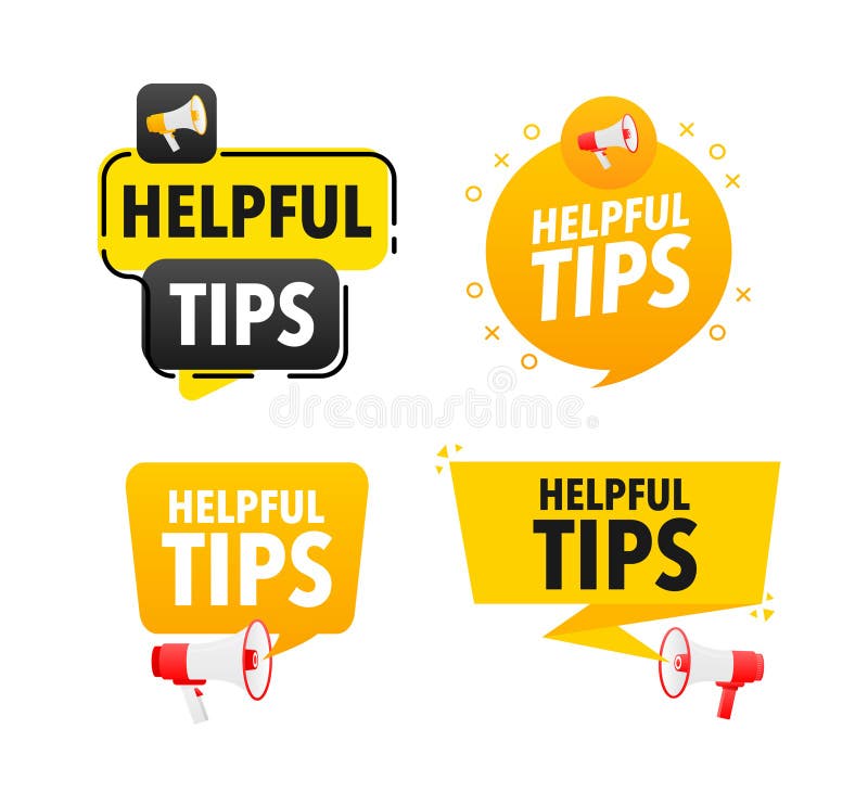 Megaphone Label Set with Text Helpful Tips. Helpful Tips Announcement ...