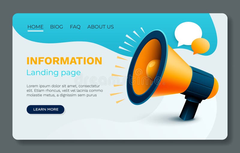 Megaphone Landing Page Banner Information, Business Communication ...