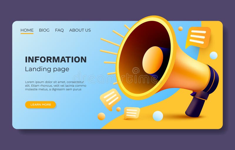 Megaphone Landing Page Banner Information, Business Communication ...