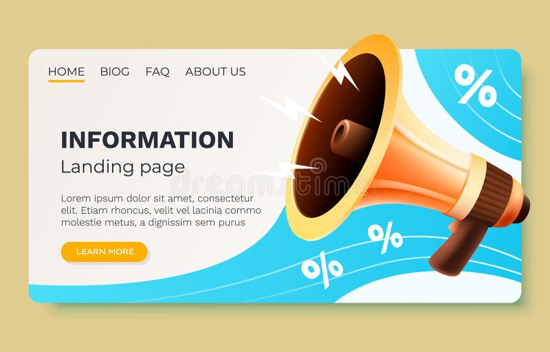 Megaphone Landing Page Banner Information, Business Communication ...