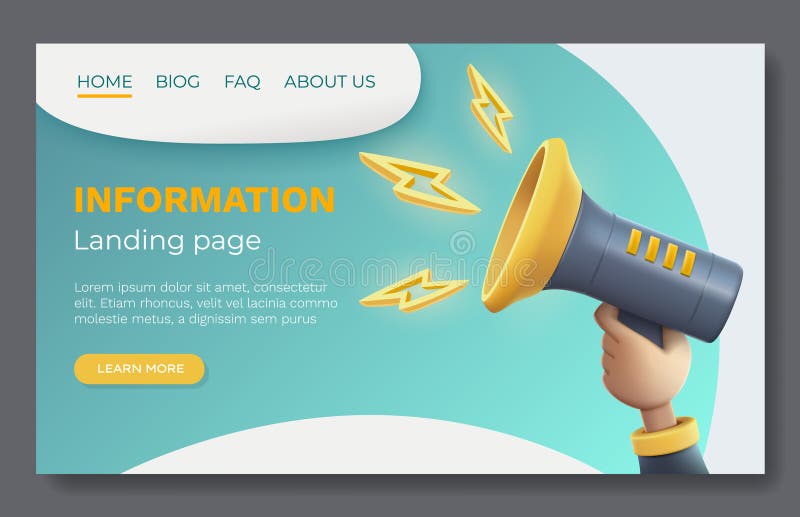 Megaphone Landing Page Banner Information, Business Communication ...