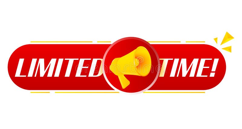 Limited Offer Banner Label, Badge Icon with Megaphone. Flat Design ...