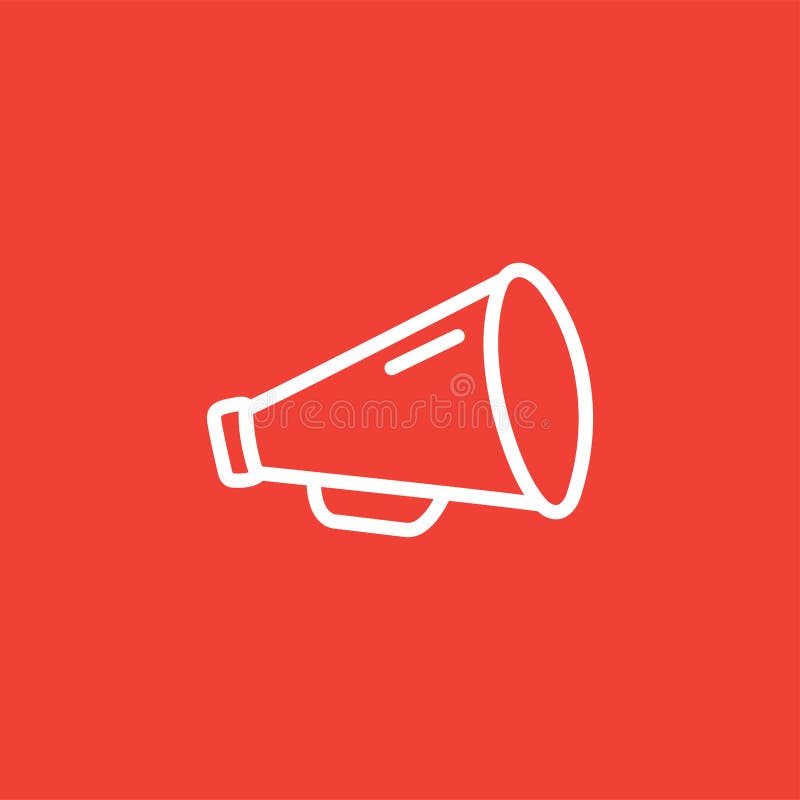 Megaphone Line Icon on Red Background. Red Flat Style Vector ...