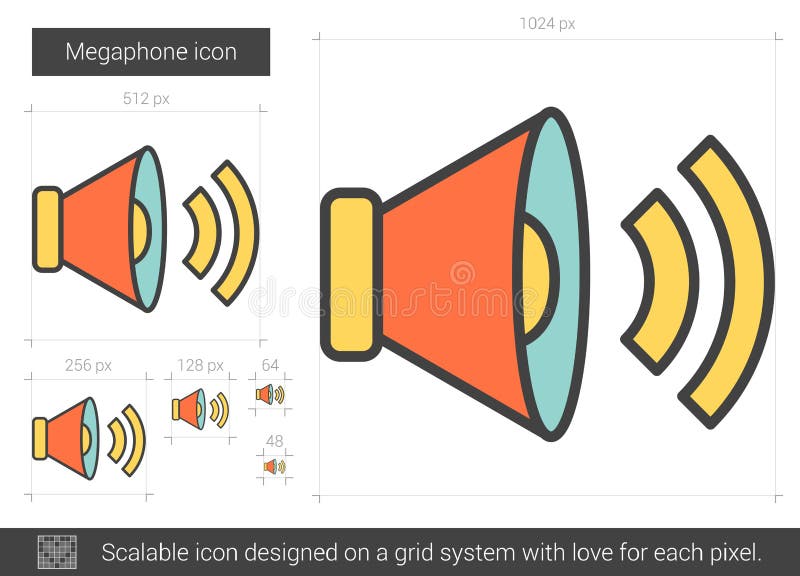 Megaphone line icon. stock vector. Illustration of loud - 81061021