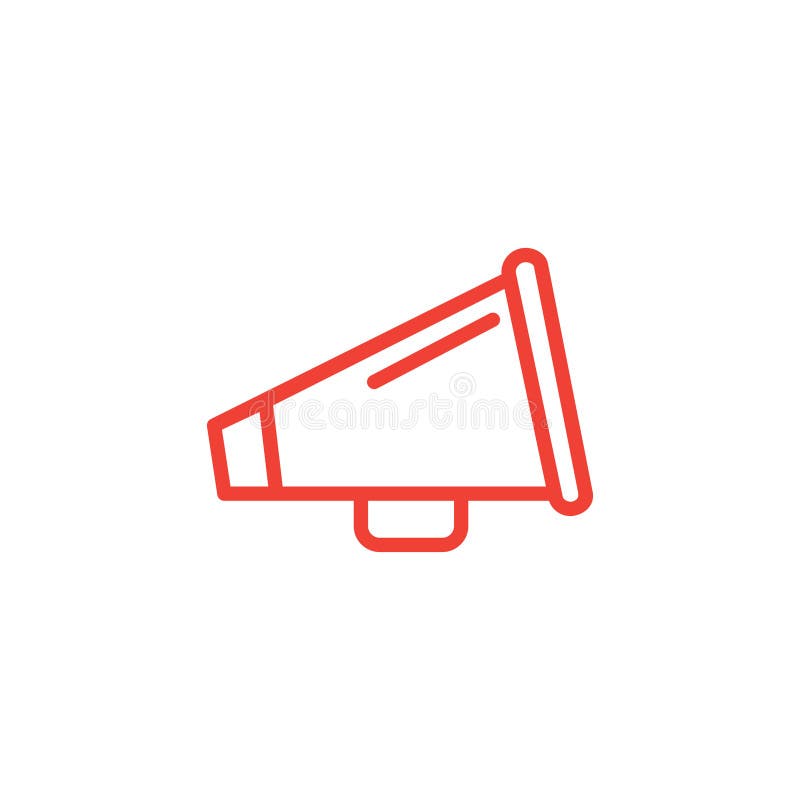 Megaphone Line Red Icon on White Background. Red Flat Style Vector ...