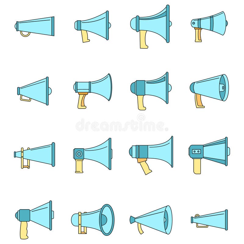 Megaphone Loud Speaker Icons Set Vector Color Stock Vector ...