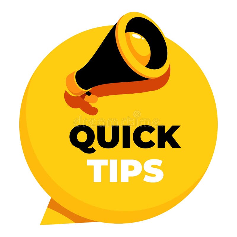 Megaphone Announcing Quick Tips with Speech Bubble on Yellow Background ...