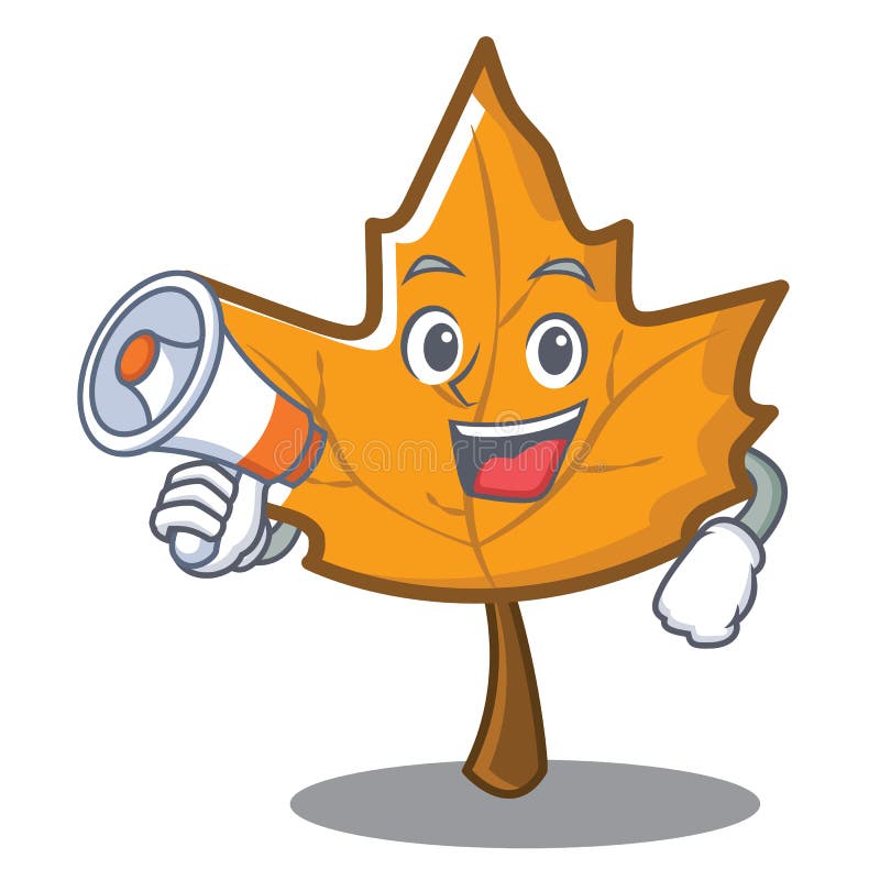 With Megaphone Red Maple Leaf Character Cartoon Stock Vector ...