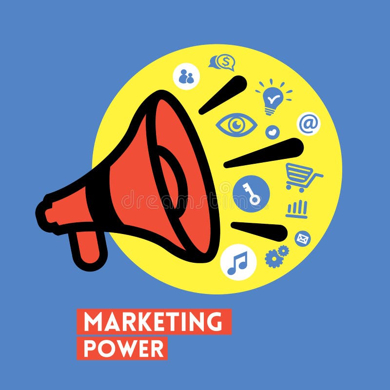 Megaphone with Marketing Power Concept Vector Icon Stock Vector ...