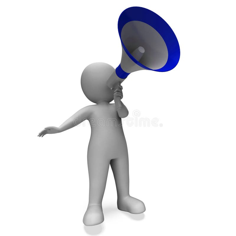 Megaphone Character Shows Announcement Proclaim Explaining and L Stock ...