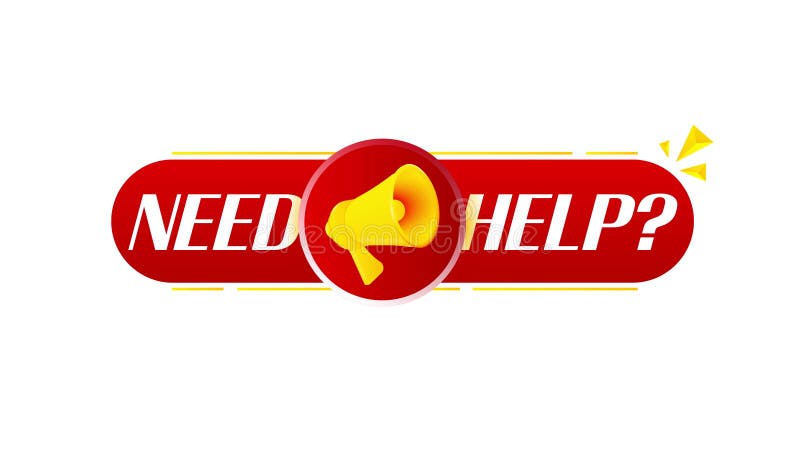 Megaphone with Need Help Banner on White Background. Web Design. 4K ...