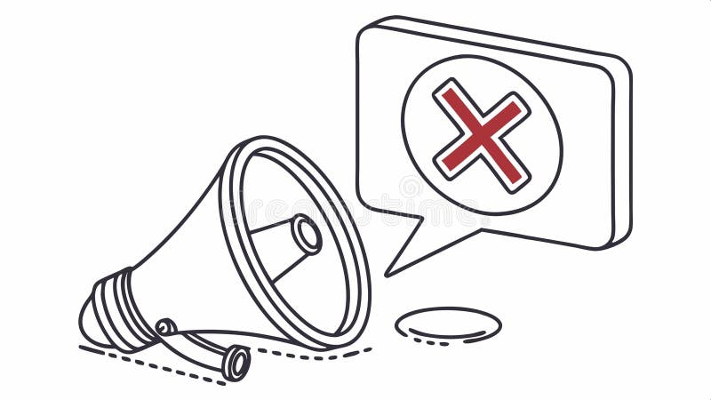 Megaphone with X, Negative Announcement Icon for Warning and Error ...
