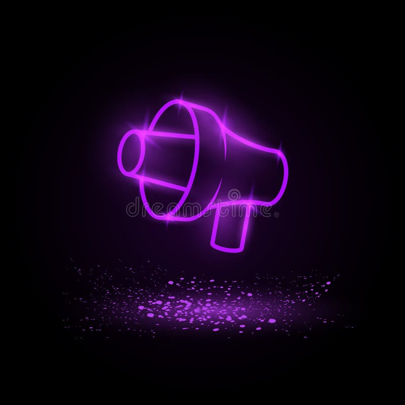 Megaphone Neon Linear Icon. Promotion Conceptual Purple Neon Icon on ...