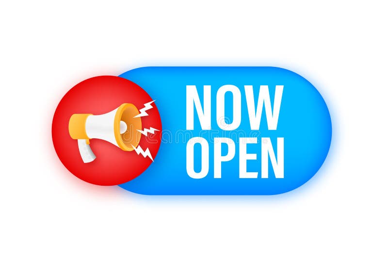Megaphone with Now Open. Megaphone Banner. Web Design Stock Vector ...