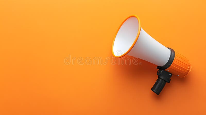 Megaphone on Orange Background – Communication and Announcement Concept ...