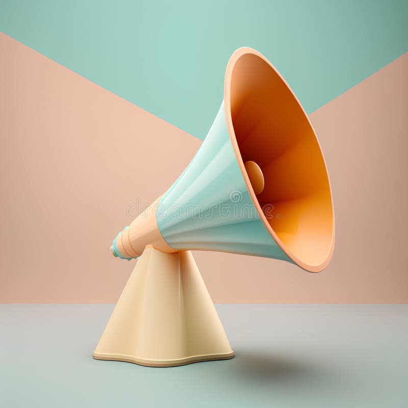 Megaphone on Pastel Background. 3d Render Stock Illustration ...