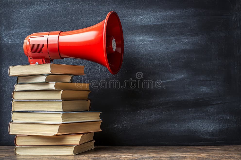 A Megaphone Placed on Books Represents the Power of Knowledge and the ...