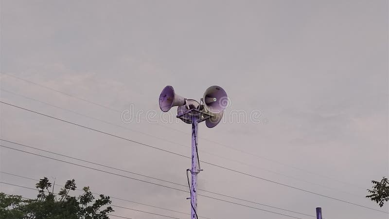 Megaphone Pole in the Evening Sky Stock Photo - Image of electricity ...