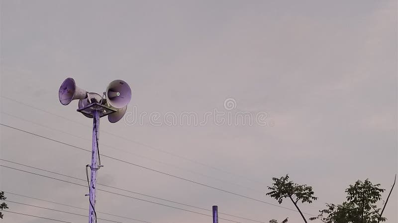 Megaphone Pole in the Evening Sky Stock Image - Image of road ...