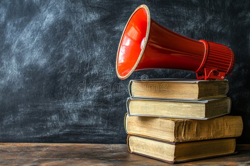 A Megaphone Positioned Above Books Symbolizes the Empowerment Gained ...