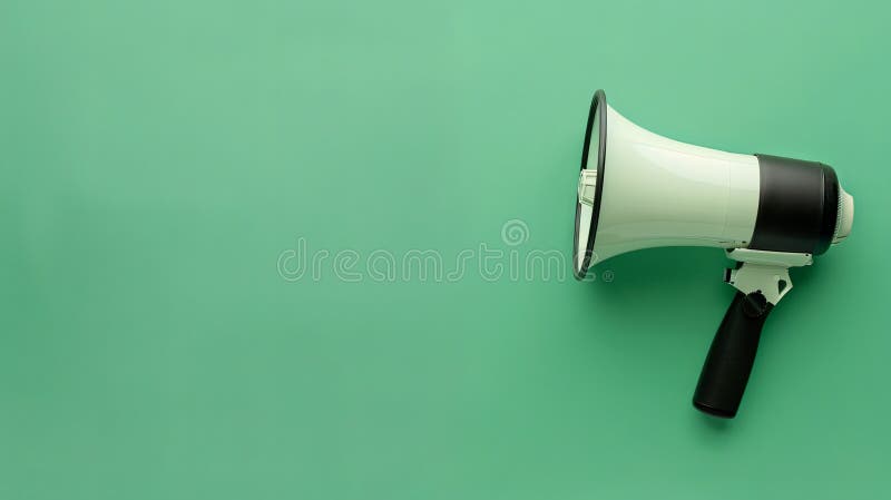 Megaphone Positioned on the Right Side with Text Space Against a Green ...