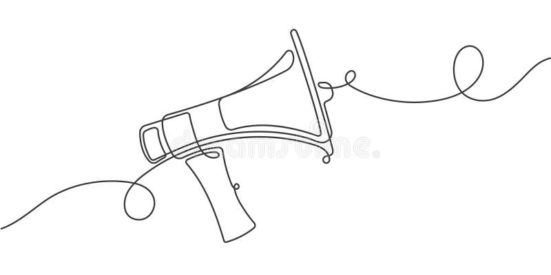Megaphone. Public Horn Speaker. Continuous Line Drawing. Vector ...