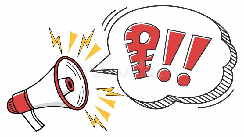 Megaphone Question Exclamation, Urgent Communication Vector Design ...