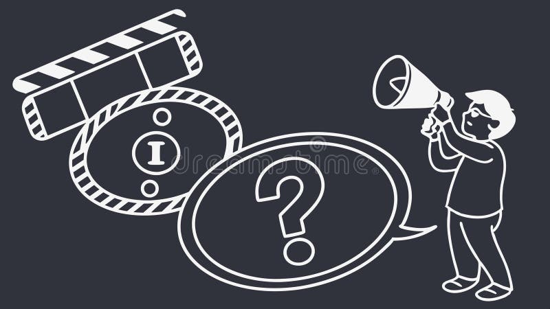 Megaphone and Question Marks, Announcement and Inquiry Design Vector ...