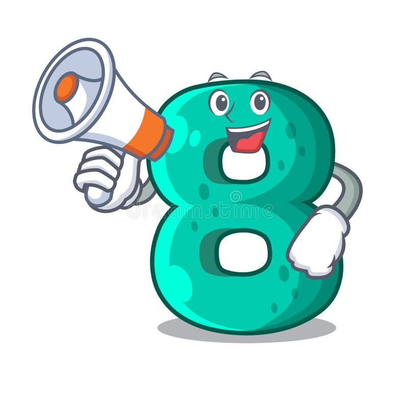 With Megaphone Raster Version Cartoon Shaped Number Eight Stock Vector ...