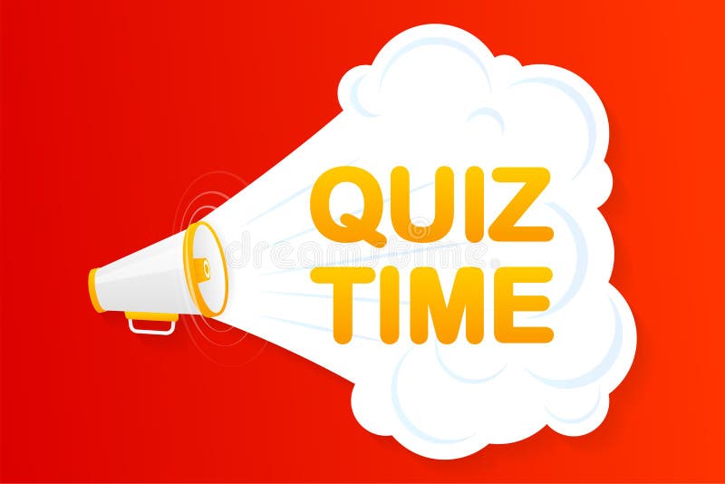 Megaphone Red Banner with Quiz Time Sign. Vector Illustration Stock ...